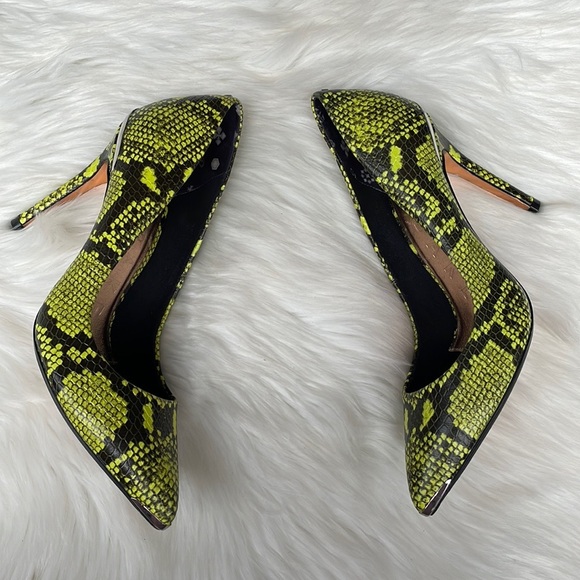 Ted Baker | Shoes | Ted Baker Izbelos Neon Yellow Vegan Snake Python Leather Stiletto High Heels ...